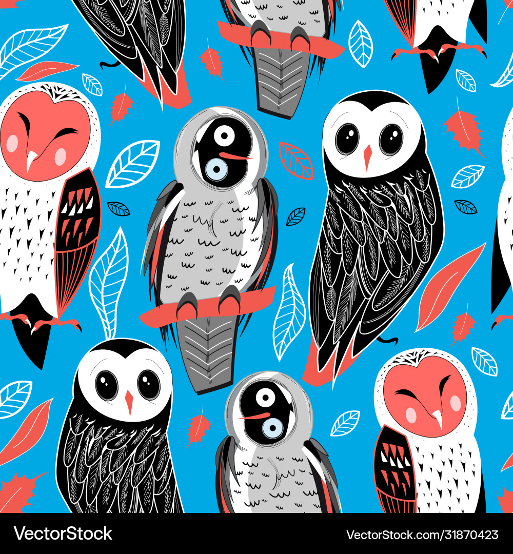 Autumn Owls Pattern Royalty Free Vector Image - VectorStock