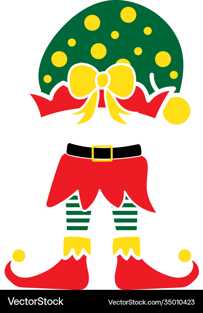 Christmas elf green hat isolated Royalty Free Vector Image