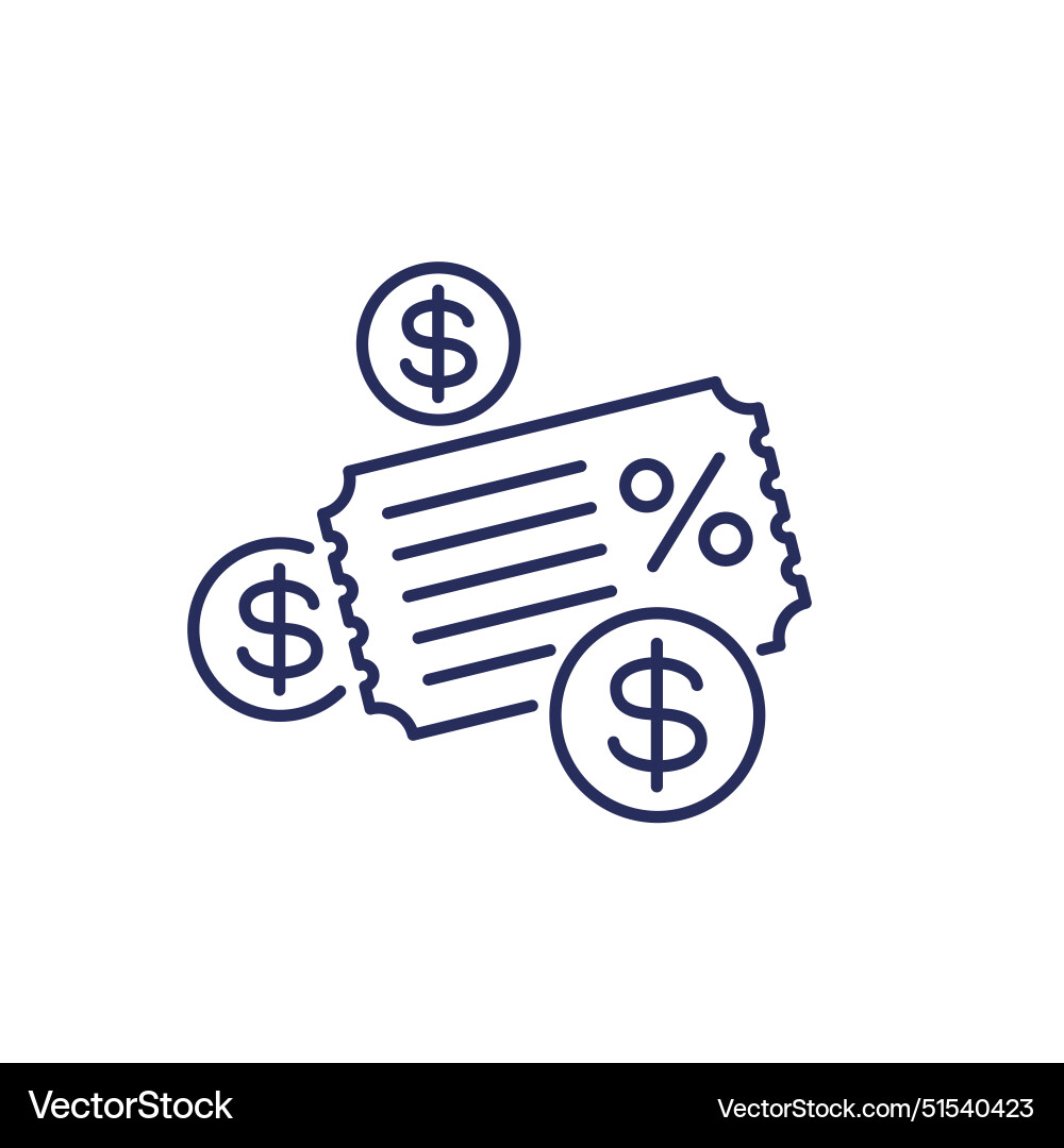 Coupon discount icon save money line Royalty Free Vector