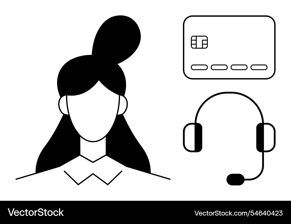 Customer service representative with headset and Vector Image