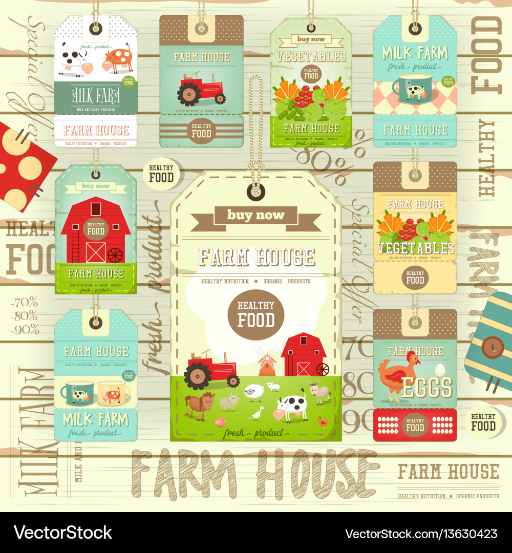 Farm Price Tags & Labels Royalty Free Vector Image