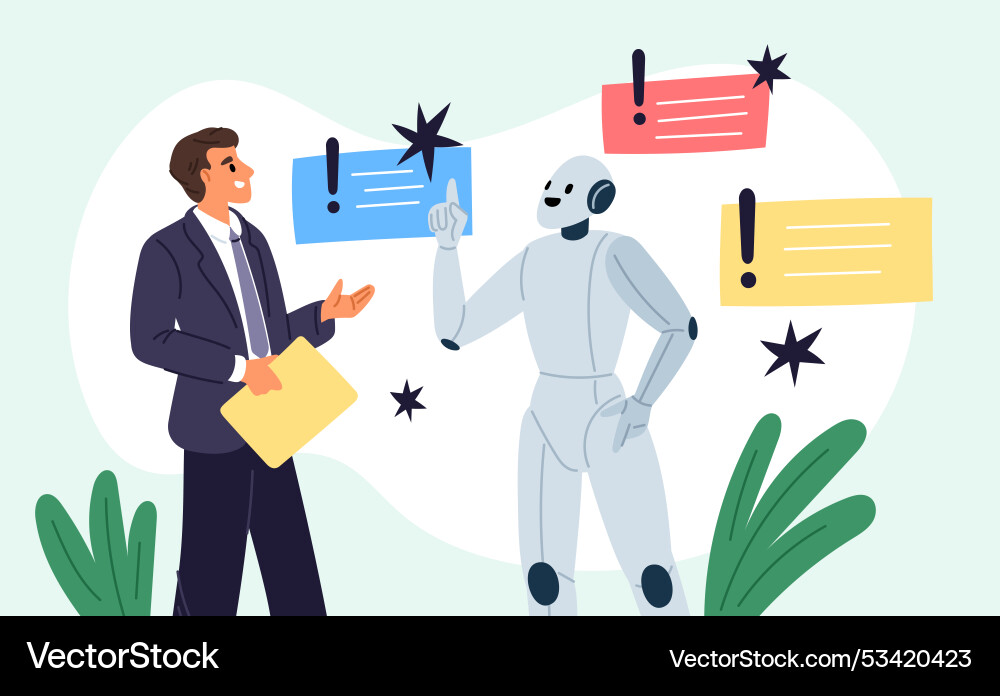 Human collaboration with artificial intelligence Vector Image