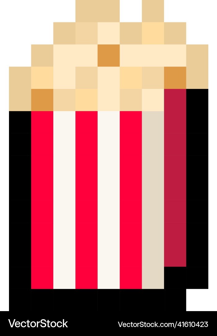 Pixel striped box of popcorn - isolated Royalty Free Vector