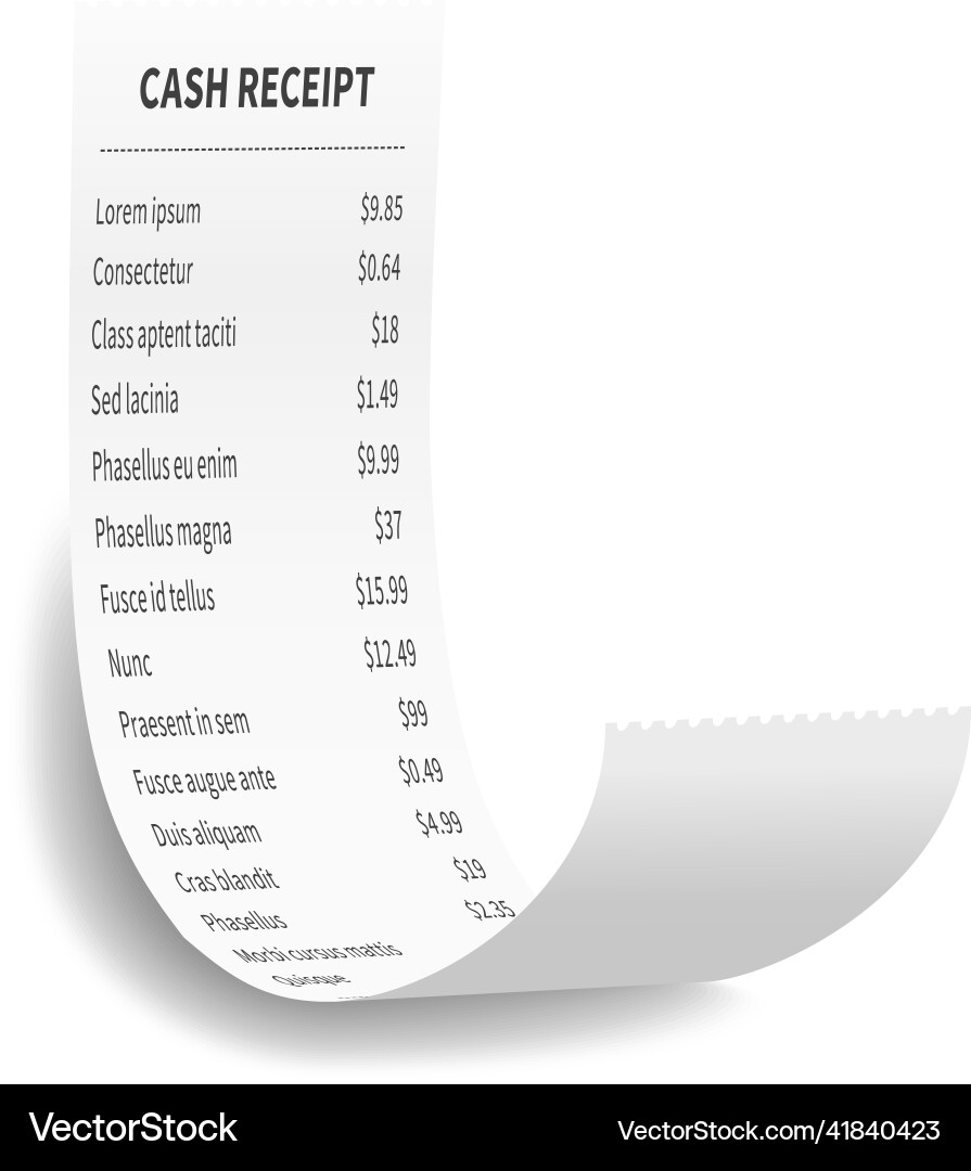 Printed purchase bill paper roll with cash Vector Image