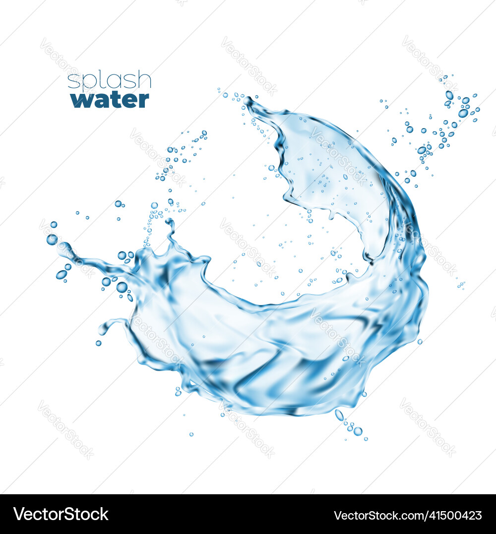 Swirl clean water wave splash with splatters Vector Image