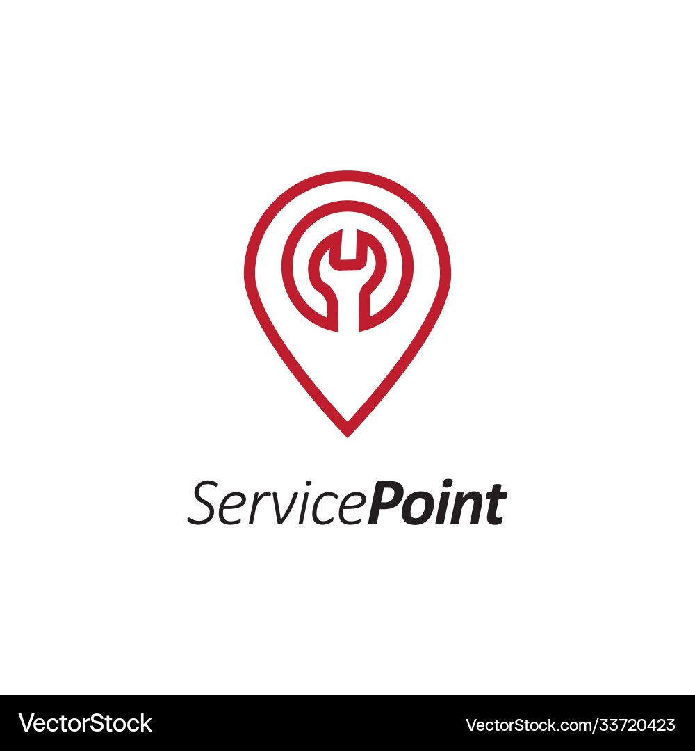 Wrench with pin point symbol logo design template Vector Image