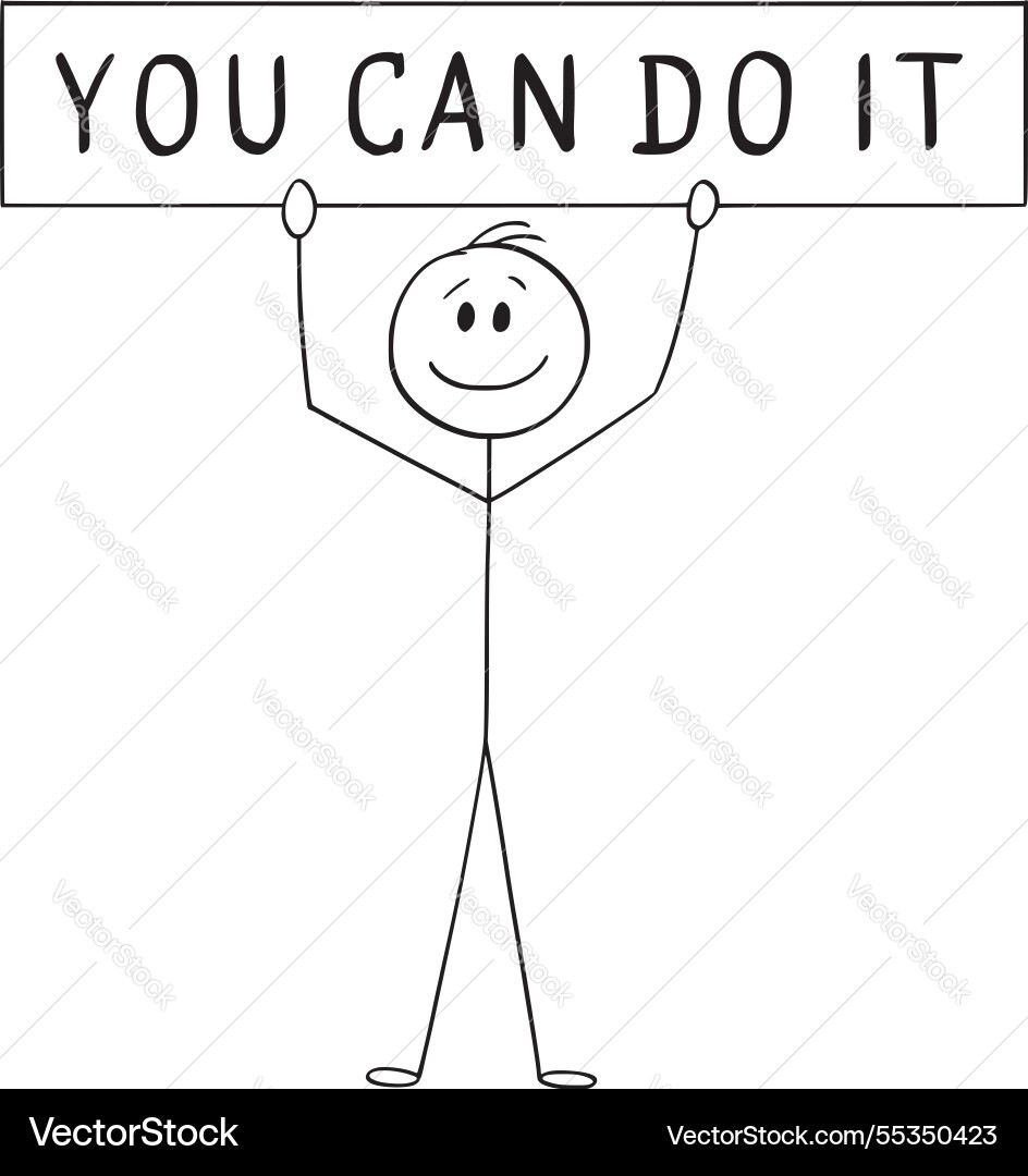 You can do it cartoon stick figure Royalty Free Vector Image