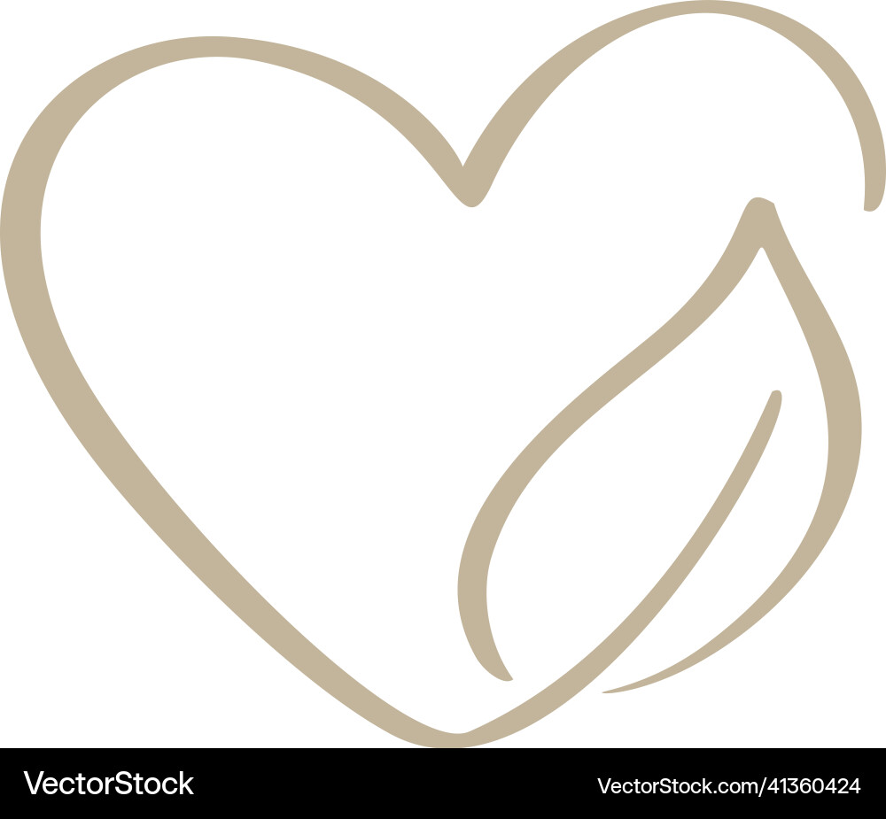 Beige icon heart shape and leaf can Royalty Free Vector