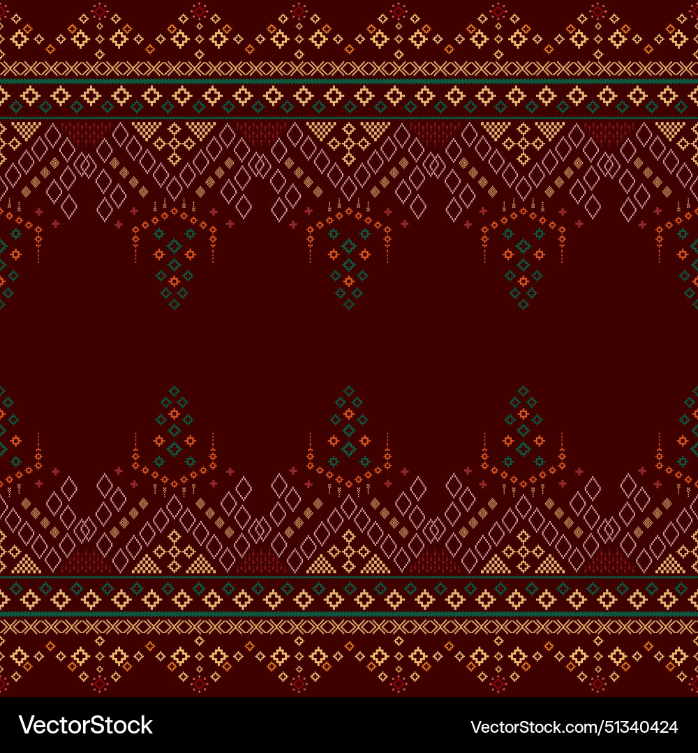 Brown cross stitch idian clothes pattern in Vector Image