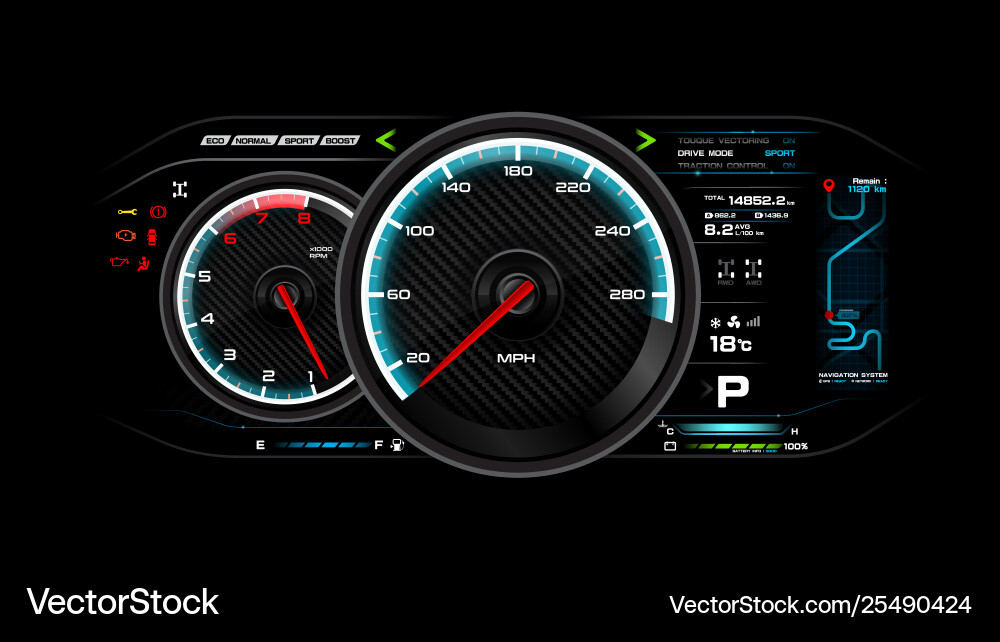 Car dash board eps 10 009 Royalty Free Vector Image