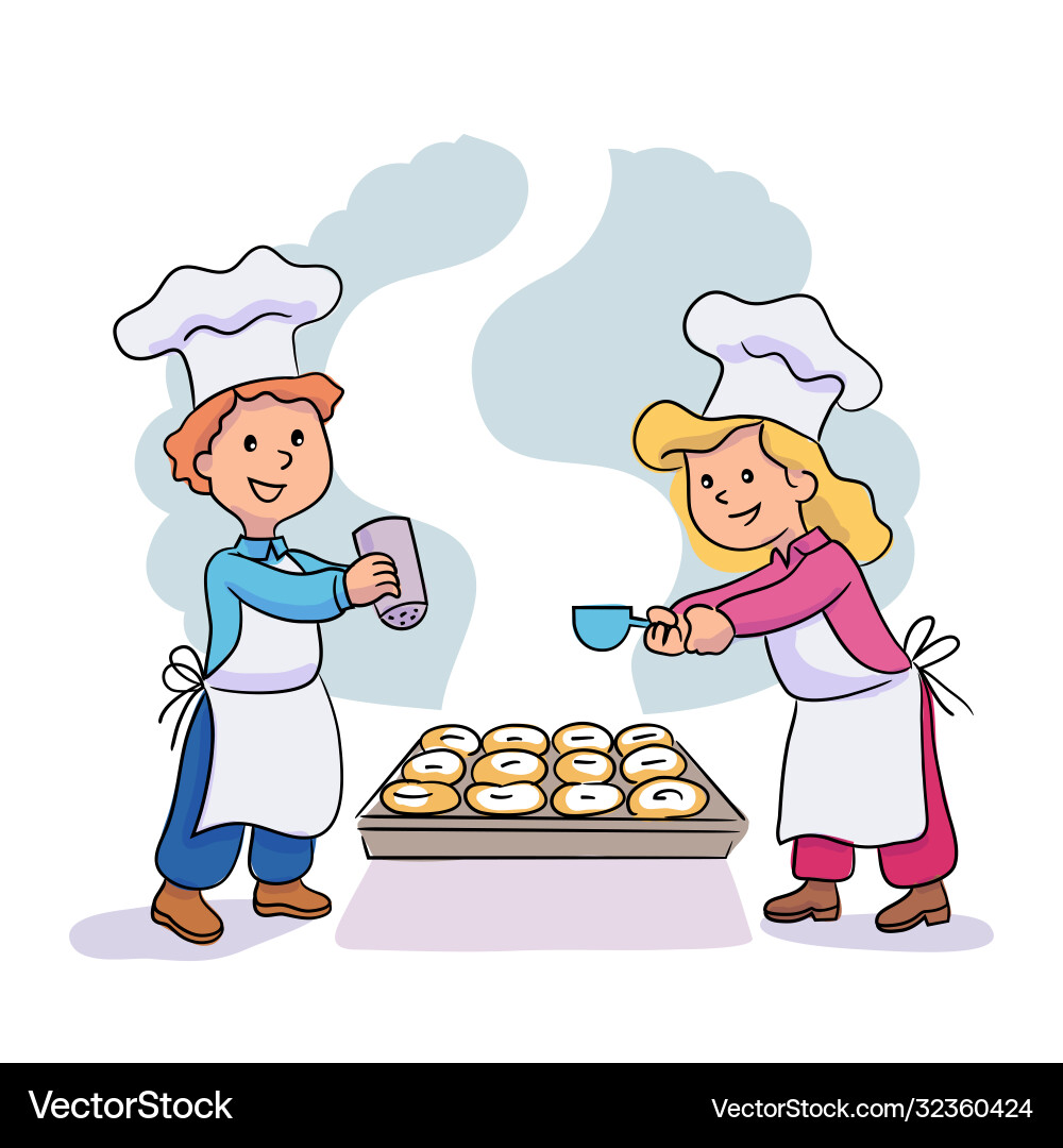 Children Baking Cookies Royalty Free Vector Image