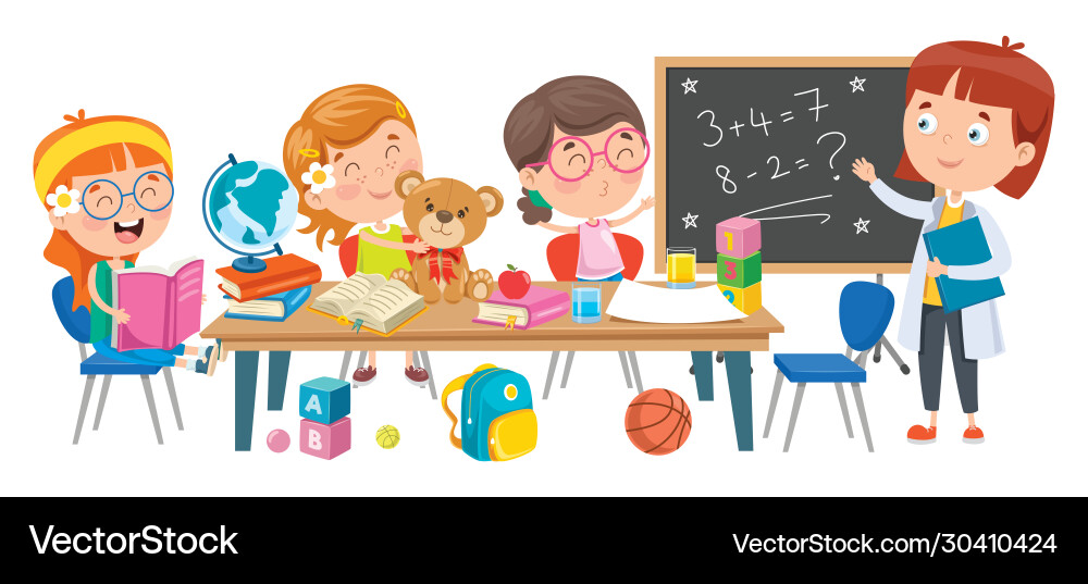 Children studying Royalty Free Vector Image - VectorStock