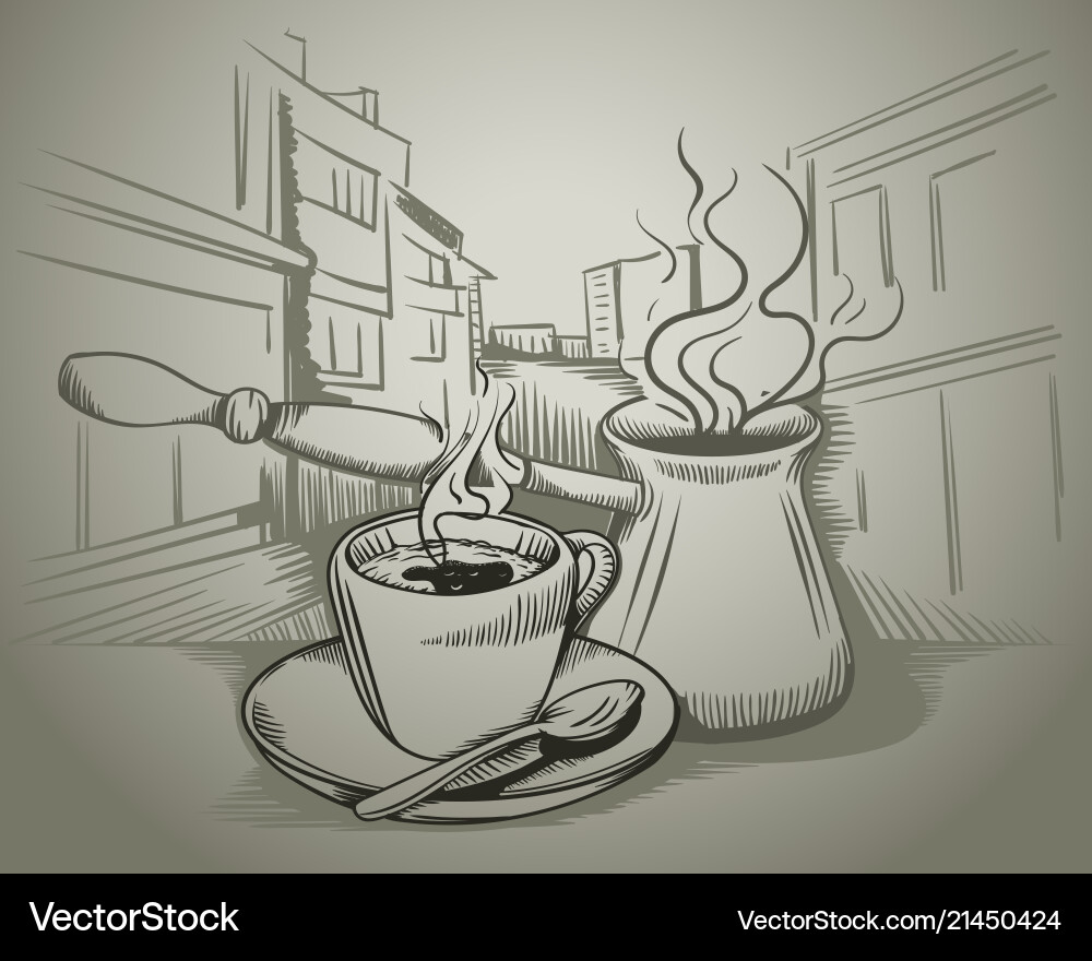 Coffee Sketch - Cafe Theme Royalty Free Vector Image