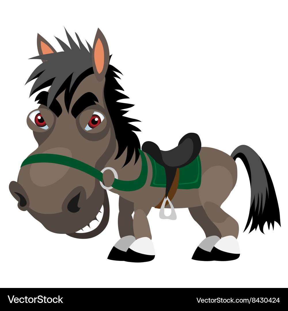 Dark sly stallion cartoon funny character Vector Image