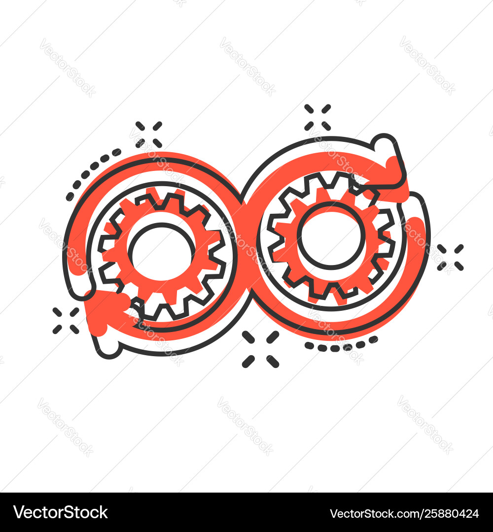 Development icon in comic style devops cartoon Vector Image