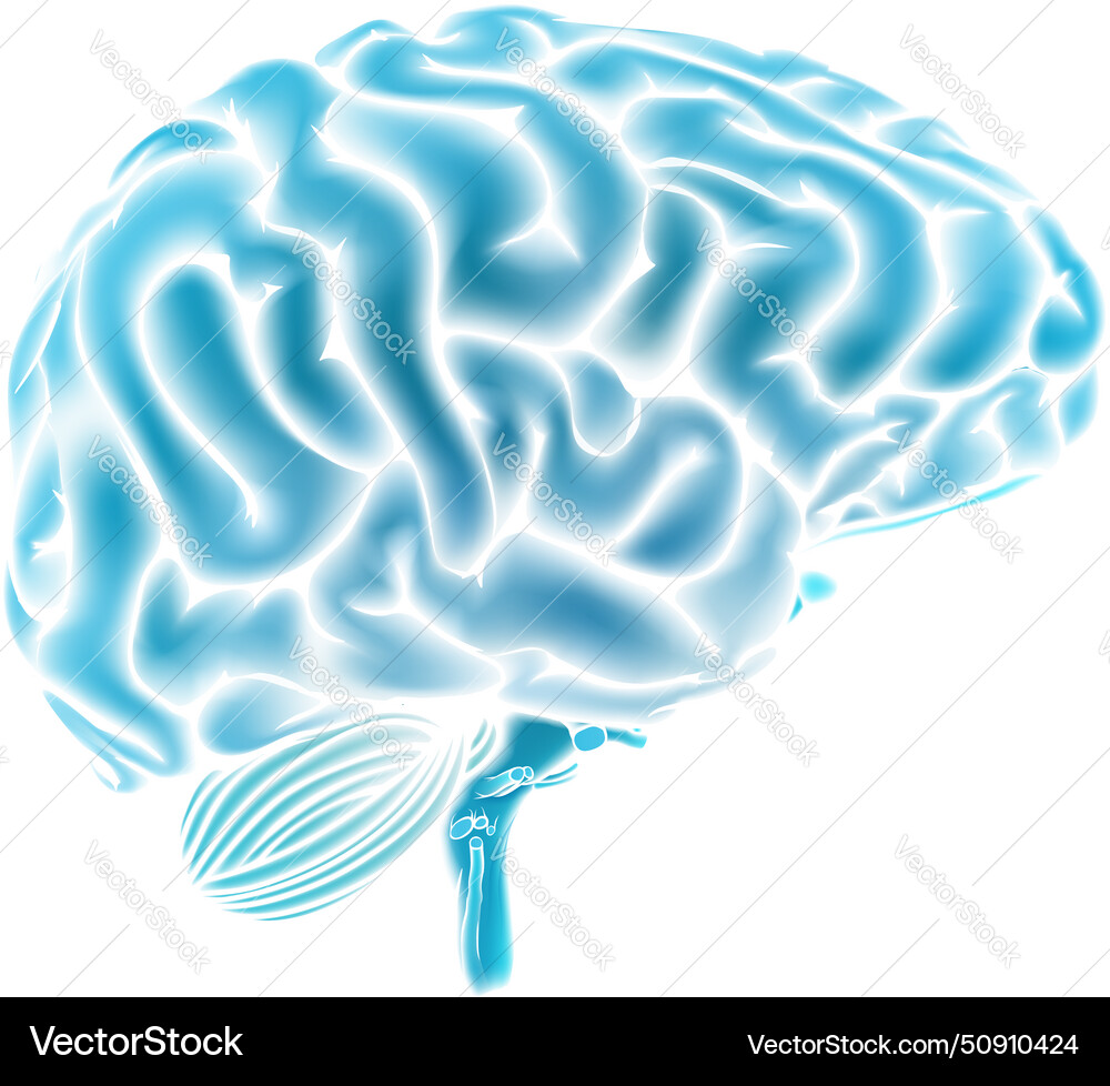 Glowing blue brain concept Royalty Free Vector Image
