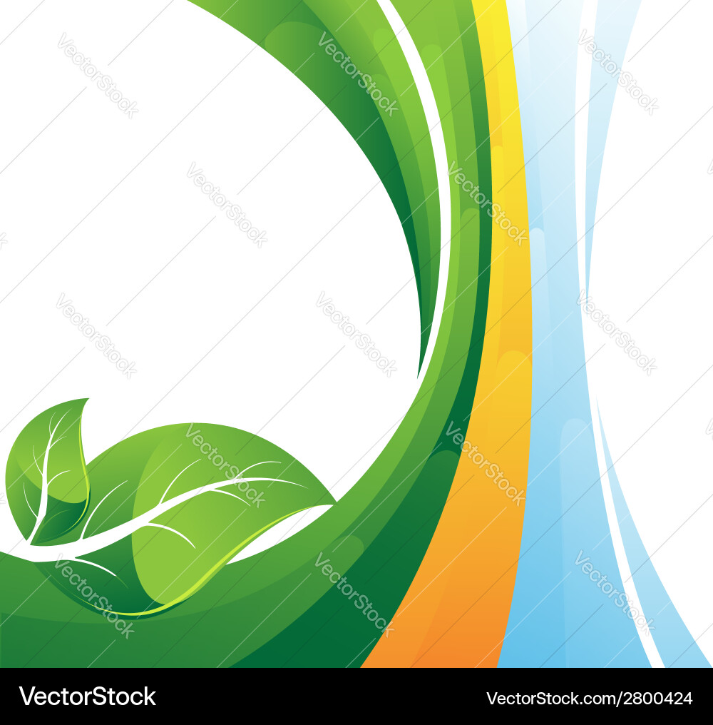 Green leaves on striped background Royalty Free Vector Image