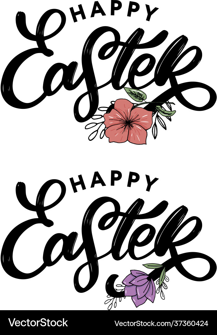 Happy easter lettering card hand drawn Royalty Free Vector