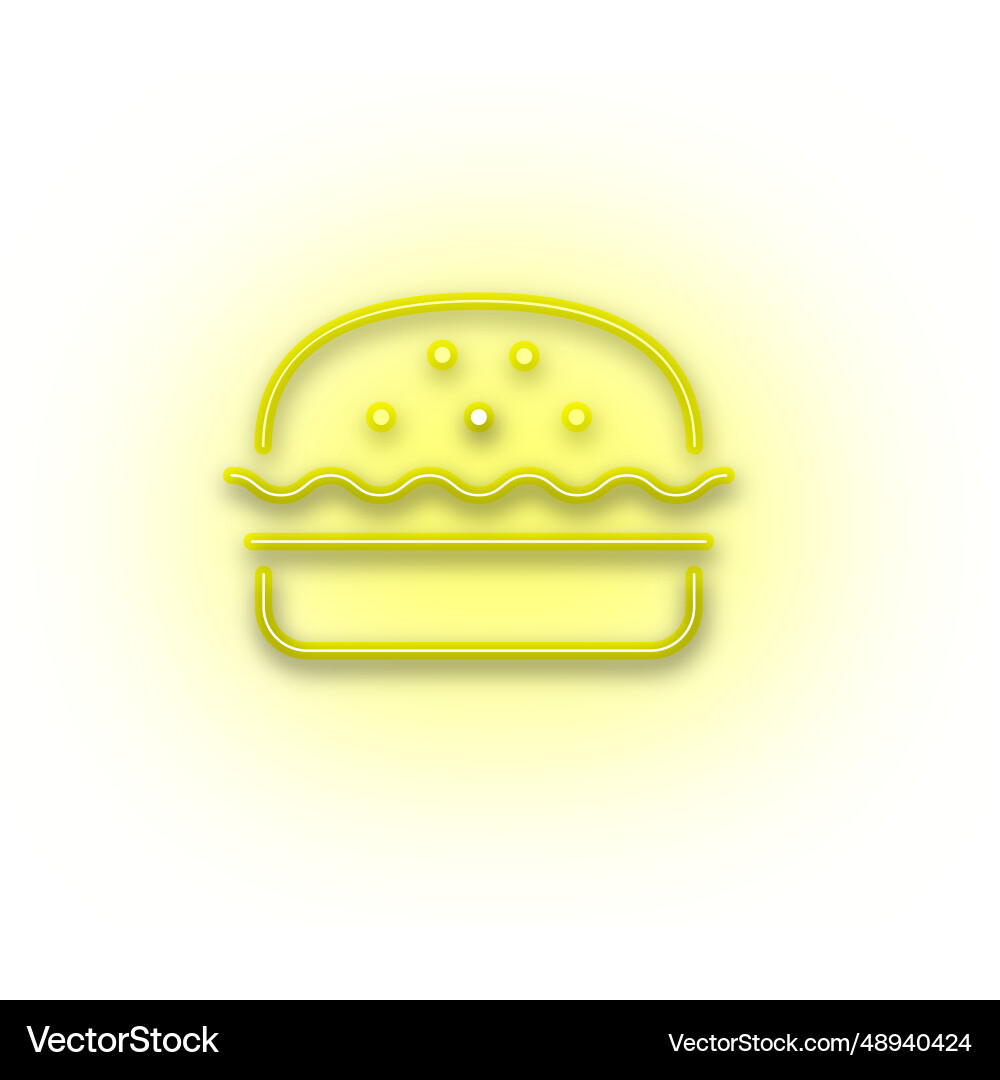 Neon yellow burger icon Royalty Free Vector Image