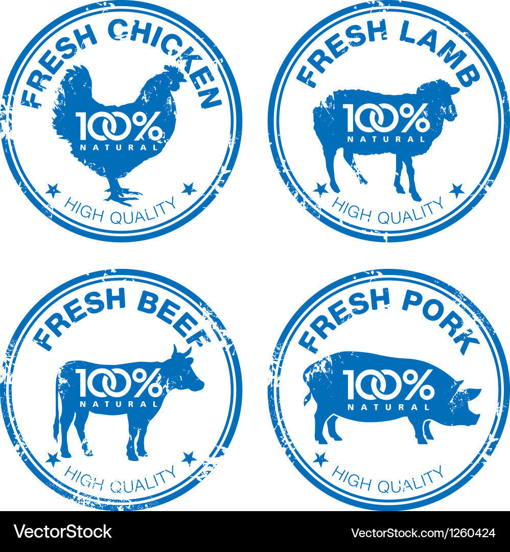 Set of fresh meat stamps Royalty Free Vector Image