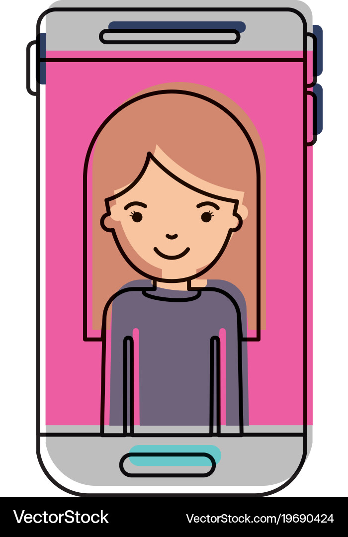 Smartphone woman profile picture with long Vector Image