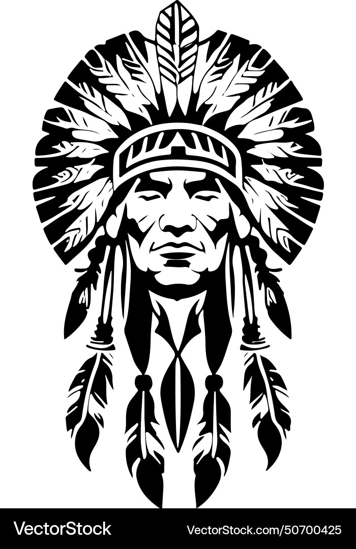 A super iconic native american chief in black Vector Image