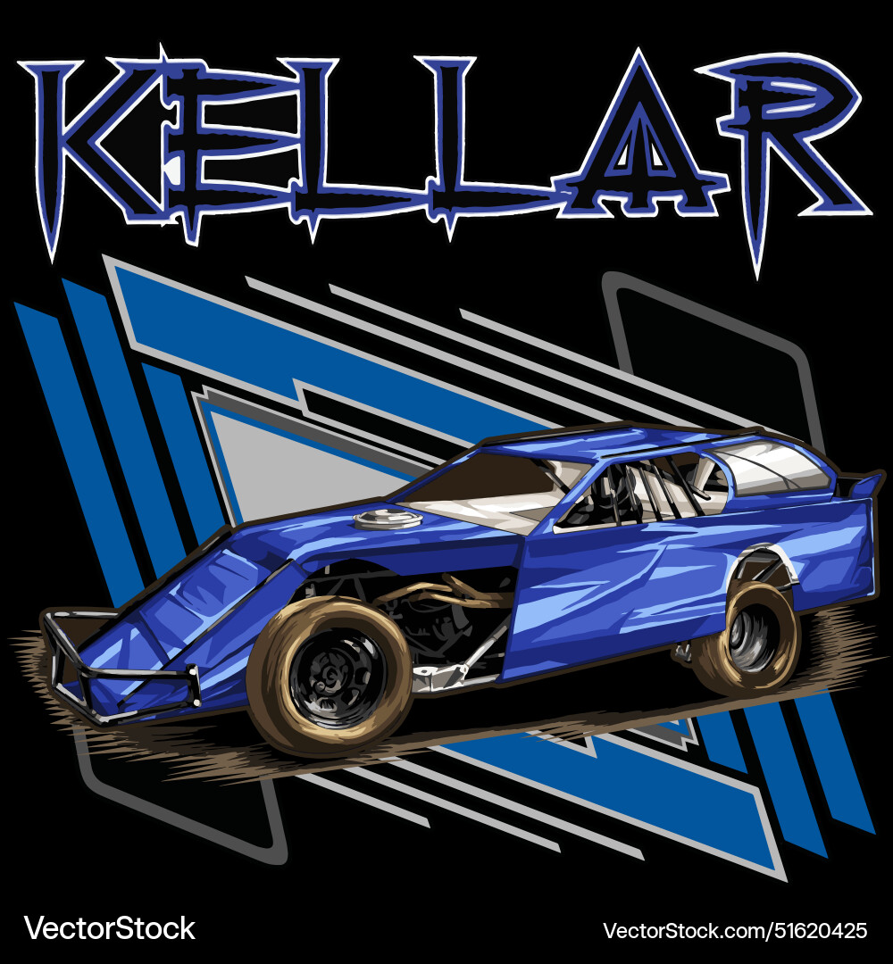 Blue drag racing car with black strip Royalty Free Vector