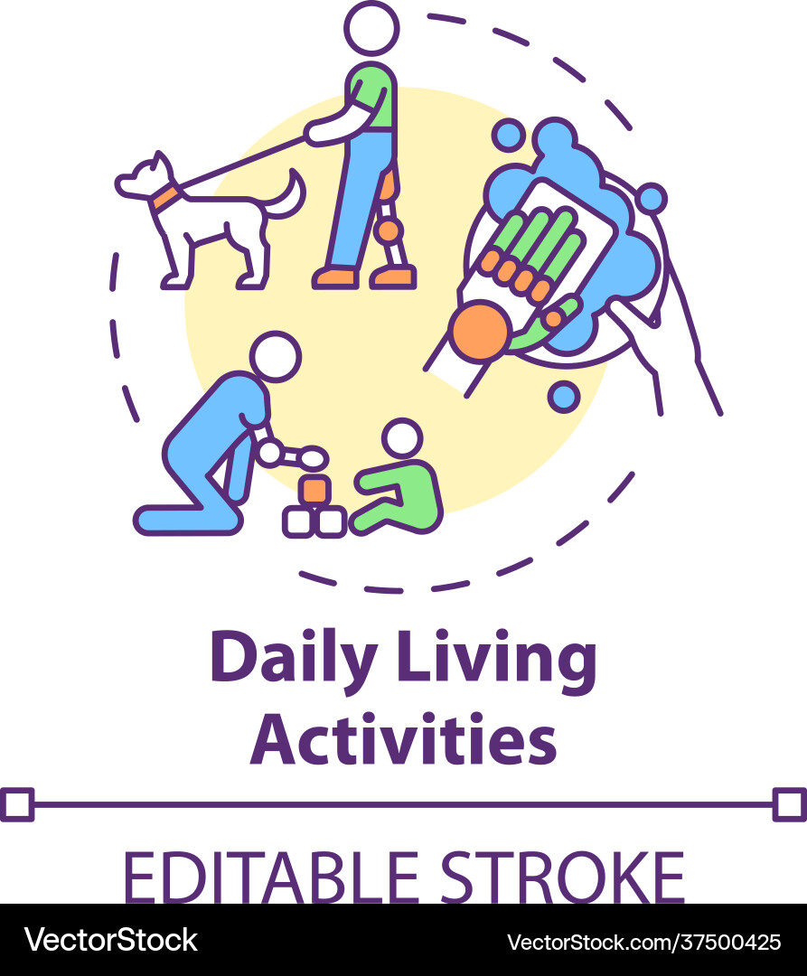 Daily living activities concept icon Royalty Free Vector