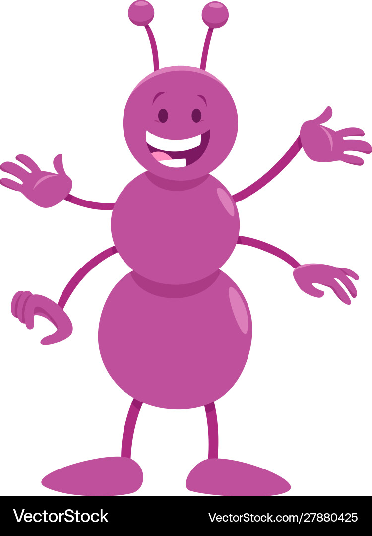 Funny ant insect comic animal character Royalty Free Vector