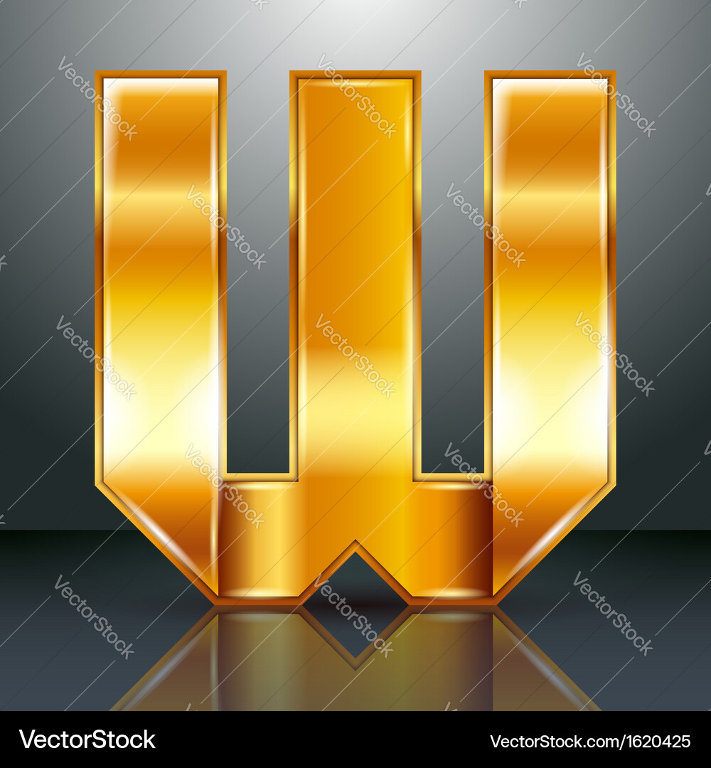 Letter metal gold ribbon - w Royalty Free Vector Image
