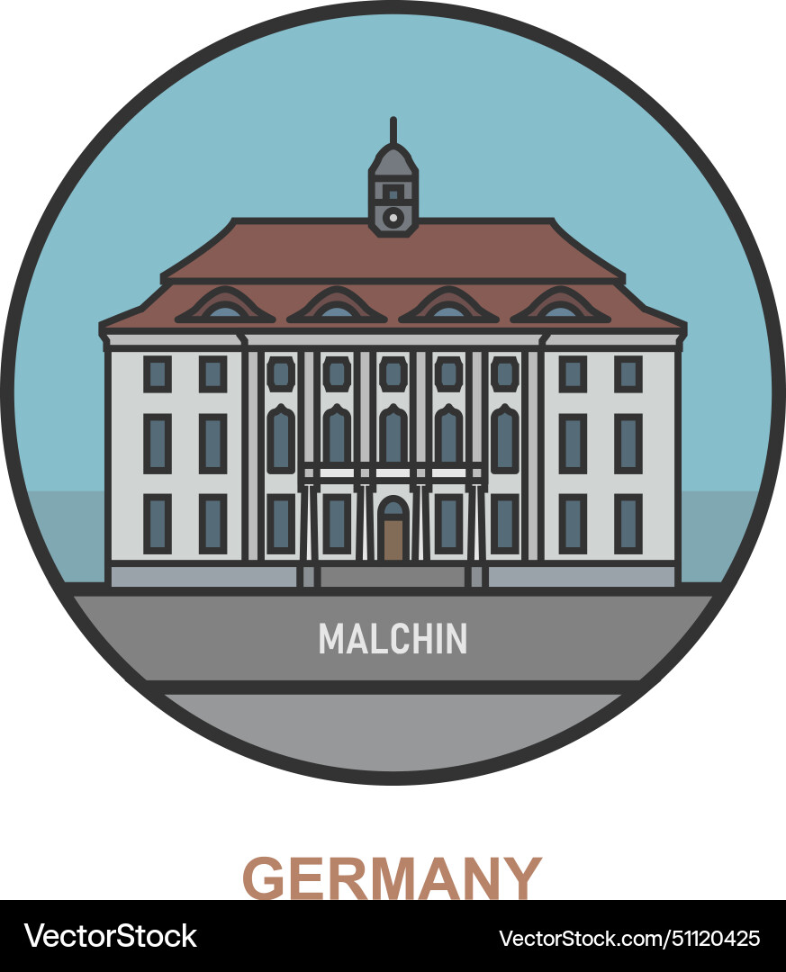 Malchin cities and towns in germany Royalty Free Vector