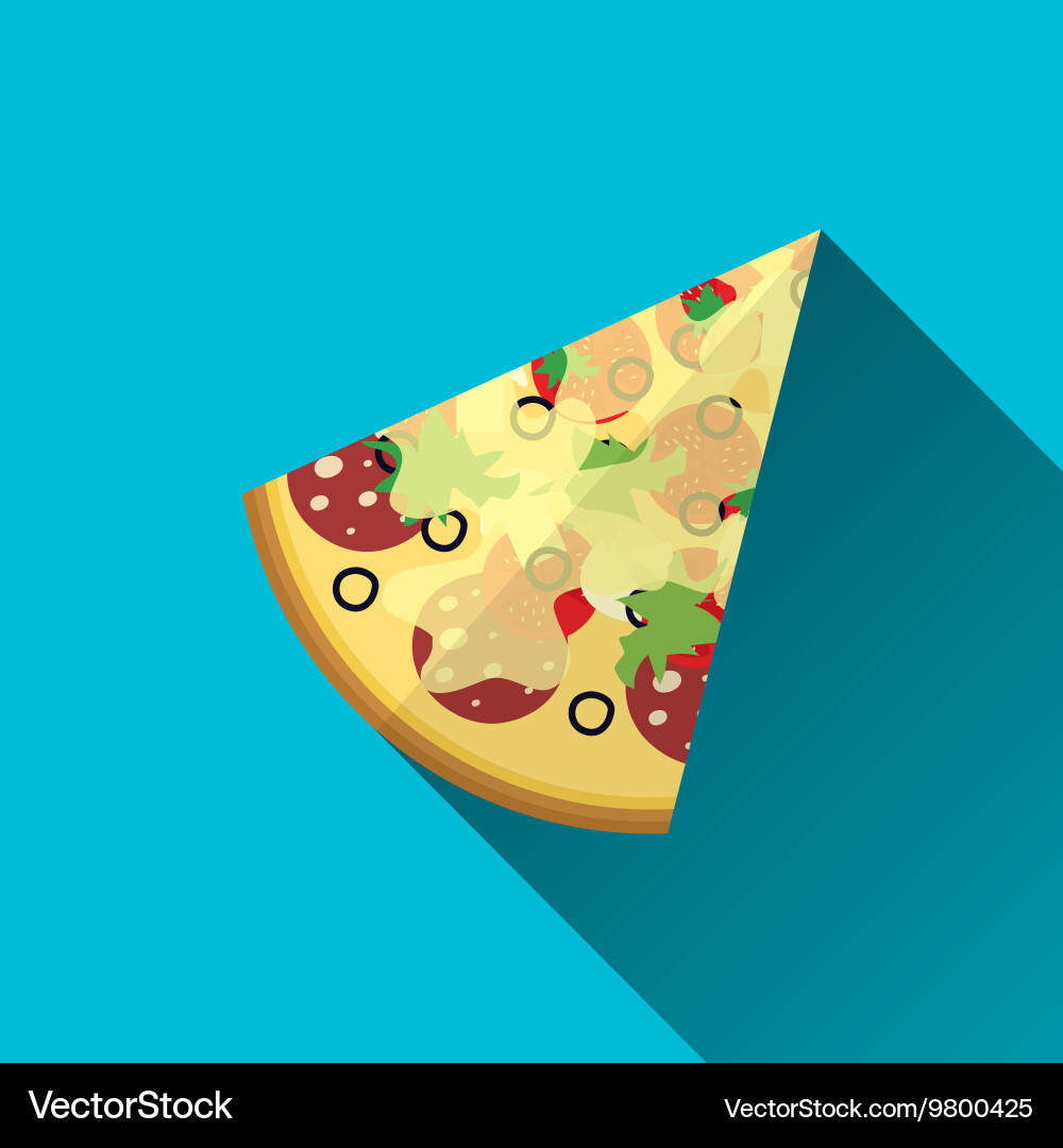Piece of pizza flat design Royalty Free Vector Image