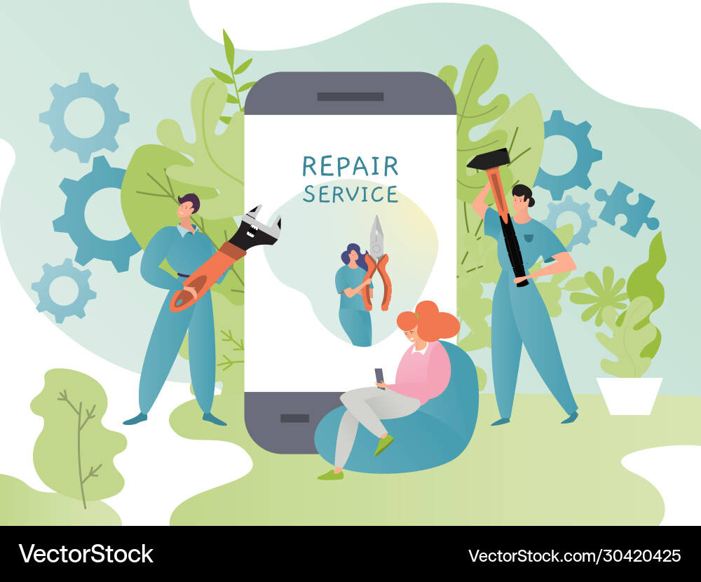 Repair service app concept Royalty Free Vector Image