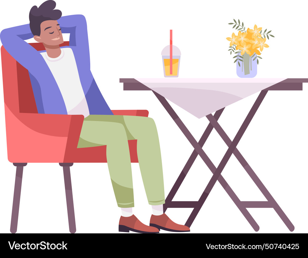 Restaurant table relax composition Royalty Free Vector Image