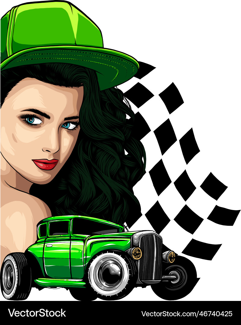 Retro Hot Rod Girl Royalty Free Vector Image - VectorStock
