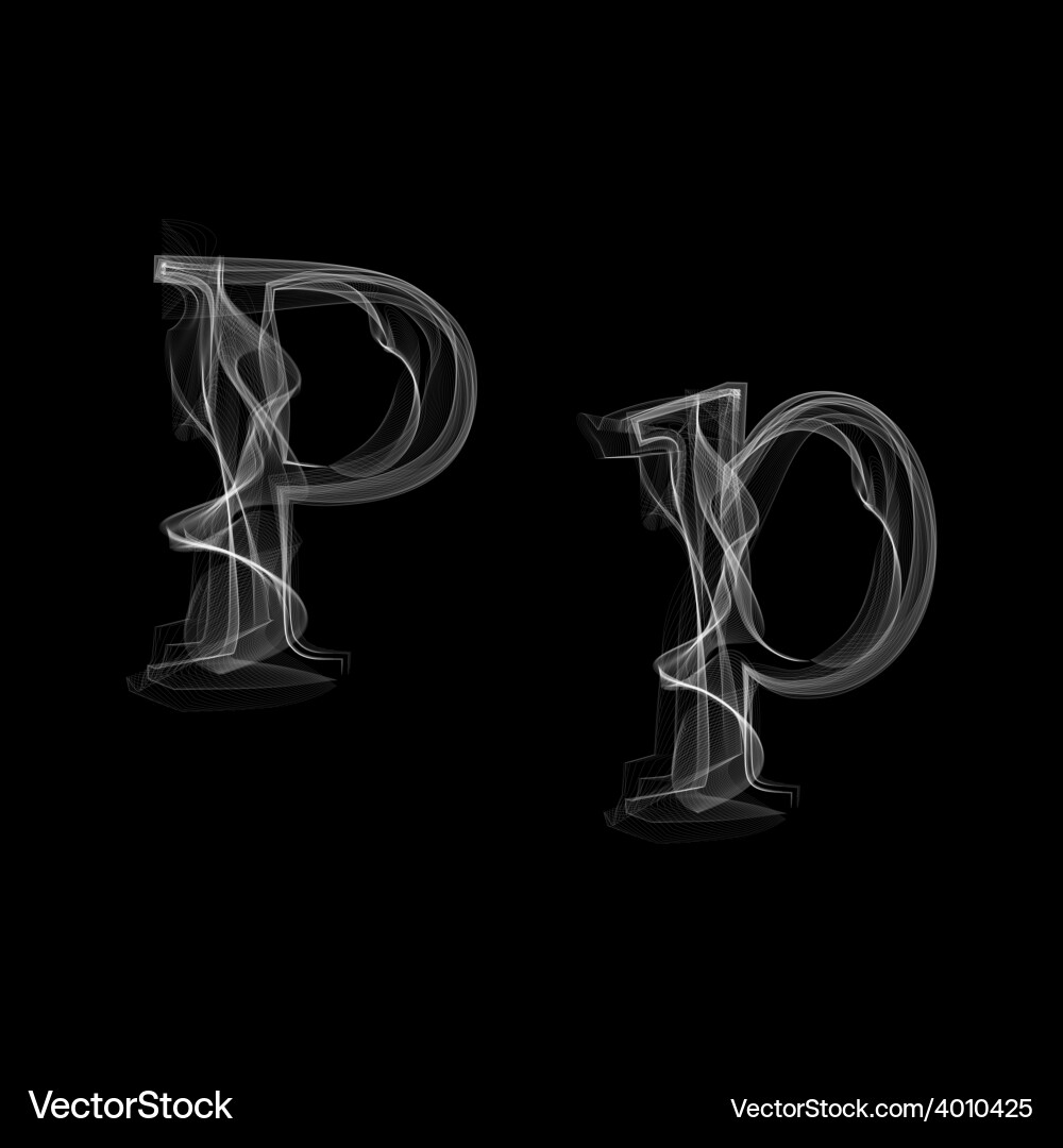 Smoke font letter p Royalty Free Vector Image - VectorStock