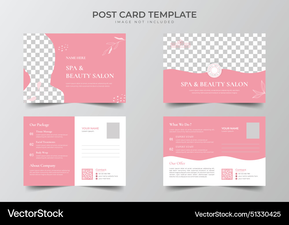 Spa beauty salon post card set template Royalty Free Vector
