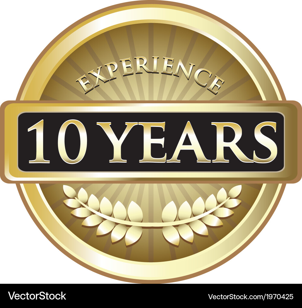 Ten years experience gold Royalty Free Vector Image