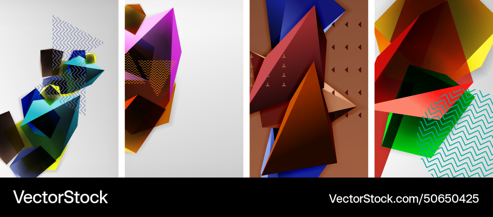 Trendy low poly 3d triangle shapes and other Vector Image