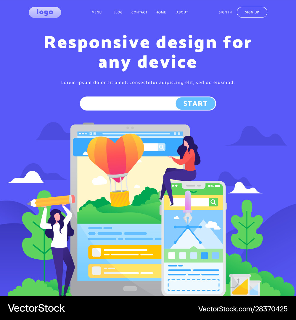 Web site design template female creative Vector Image