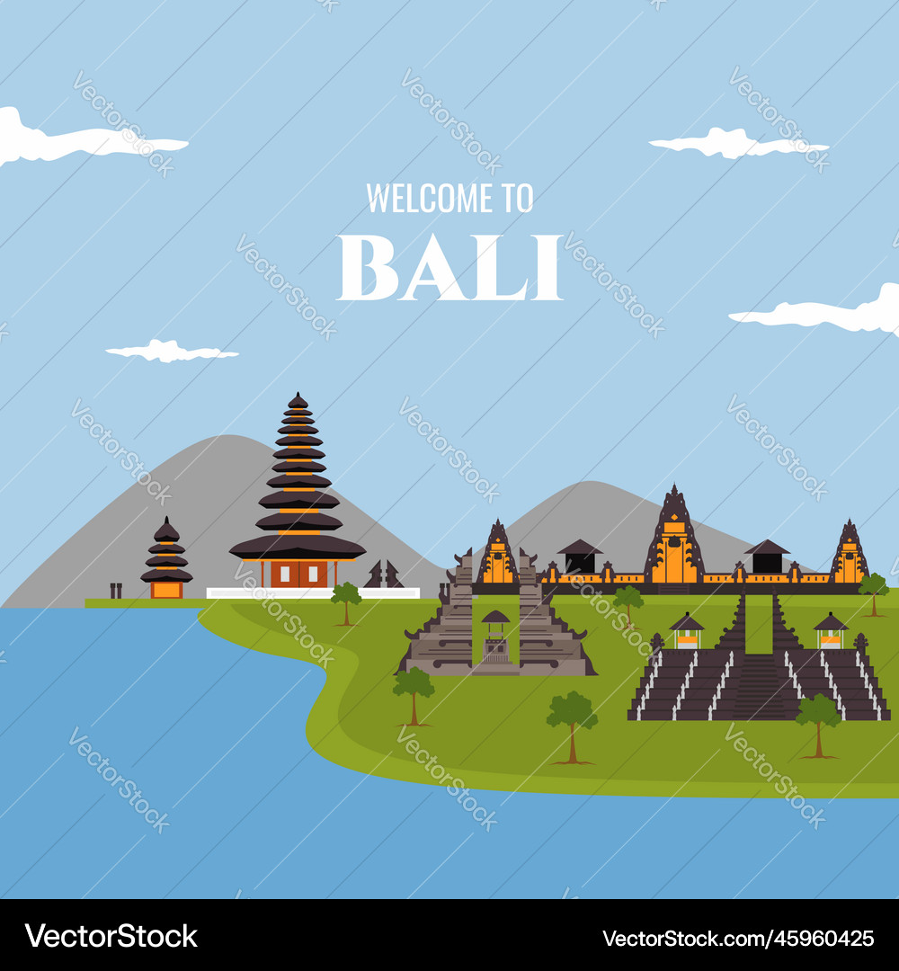 Welcome to bali indonesia beautiful view Vector Image