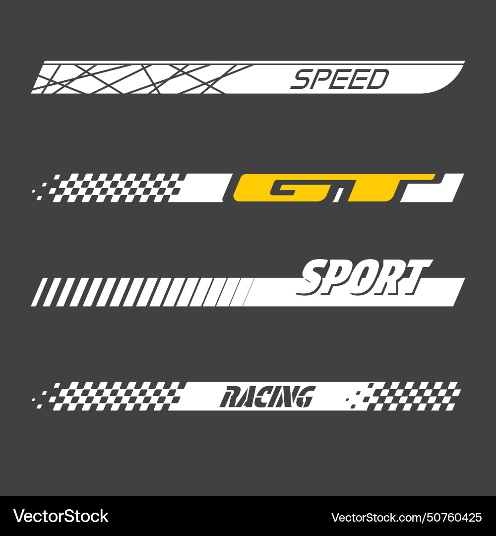 White sport decals set Royalty Free Vector Image