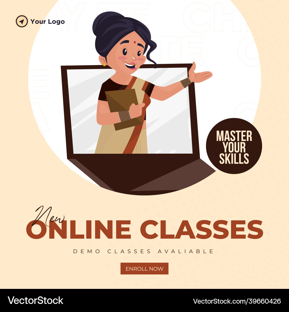 Banner design of free online classes Royalty Free Vector