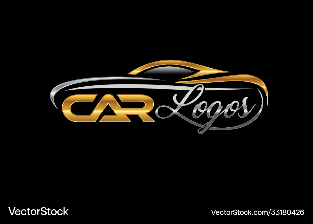 Car logo in gold and silver color Royalty Free Vector Image