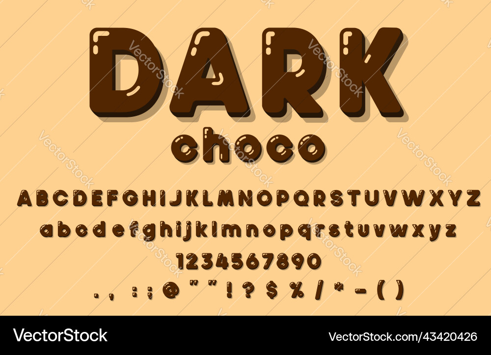 Chocolate font type choco candy cocoa alphabet Vector Image