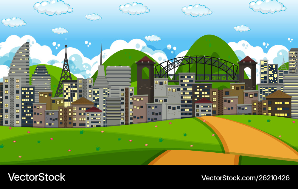 City landscape background scene Royalty Free Vector Image