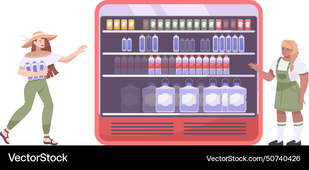 Cold drinks store composition Royalty Free Vector Image
