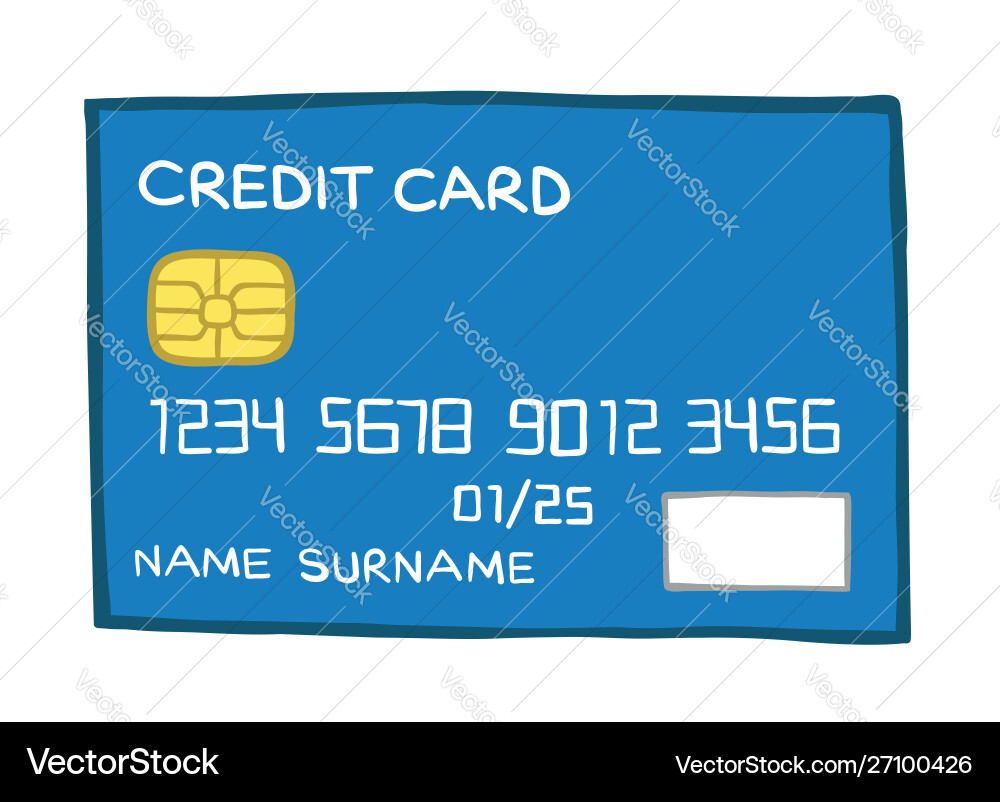 Credit card hand drawn Royalty Free Vector Image
