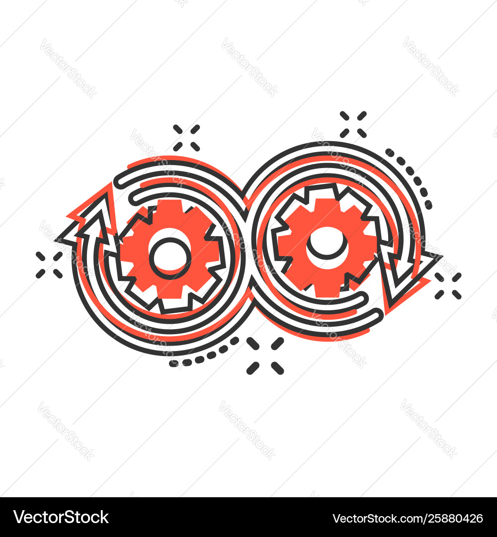 Development icon in comic style devops cartoon Vector Image