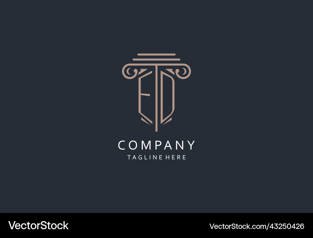 Ed monogram logo with pillar shape icon luxury Vector Image